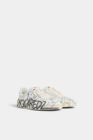 Dsquared2 Calf Leather Graffiti Low Top Sneakers - Fantasy
