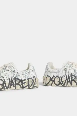 Dsquared2 Calf Leather Graffiti Low Top Sneakers - Fantasy