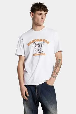 Dsquared2 Regular Fit Espresso Print T-shirt - White