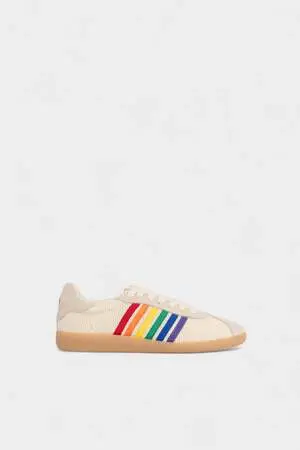 Dsquared2 Suede And Mesh Rainbow Stripe Sneakers - White