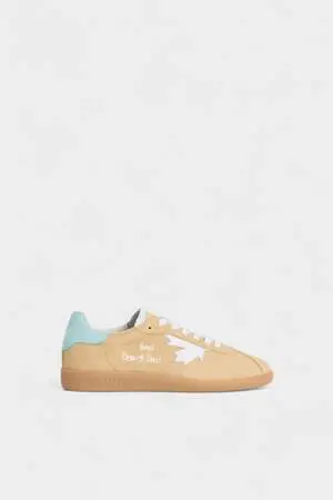 Dsquared2 Low-top Suede And Leather Sneakers With Maple Leaf Motif - Sand