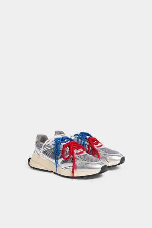 Dsquared2 Sprinter Sneakers With Metallic Leather - Silver
