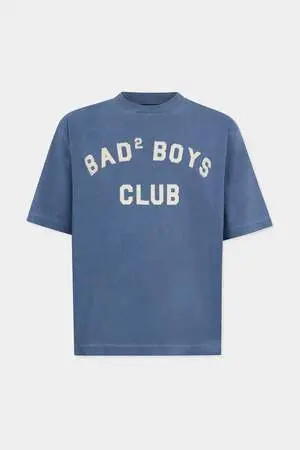 Dsquared2 Vintage Fade Loose Fit "bad Boys Club" Cotton T-shirt - Blue