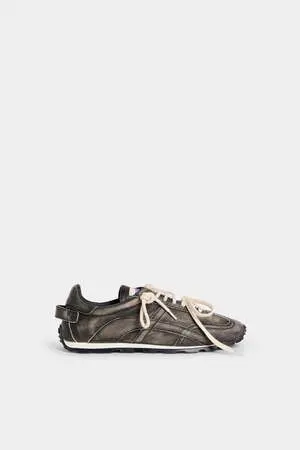 Dsquared2 Distressed Leather Lace-up Sneakers - Black