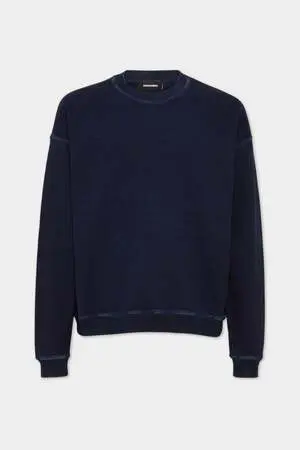 Dsquared2 Relaxed Fit Crewneck Sweatshirt With Patch Detail - Blue