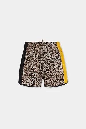 Dsquared2 Leopard Print Swim Shorts With Logo Detail
