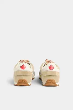 Dsquared2 Suede Lace-up Sneakers With Maple Leaf Outsole - Beige