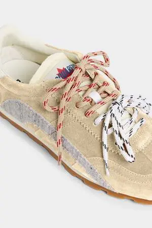 Dsquared2 Suede Lace-up Sneakers With Maple Leaf Outsole - Beige