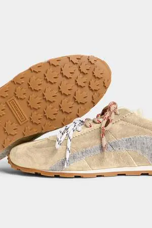 Dsquared2 Suede Lace-up Sneakers With Maple Leaf Outsole - Beige
