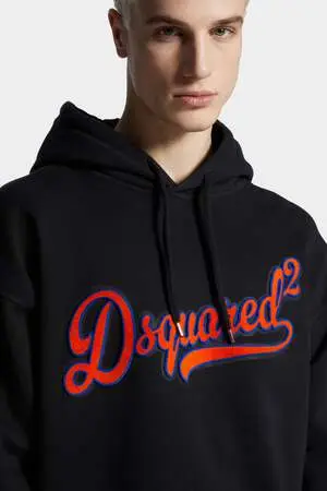 Dsquared2 Relax Fit Sponge Patch Hoodie - Black