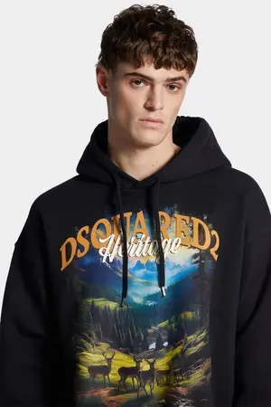 Dsquared2 Relaxed Fit Graphic Hoodie - Black