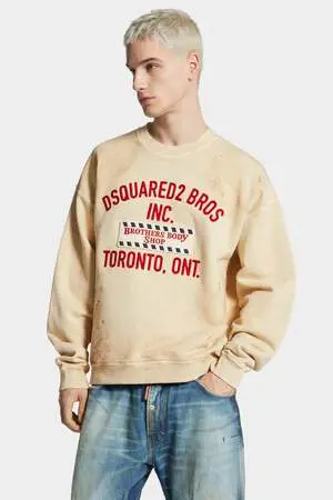 Dsquared2 Relaxed Fit Distressed Crewneck With Graphic Print