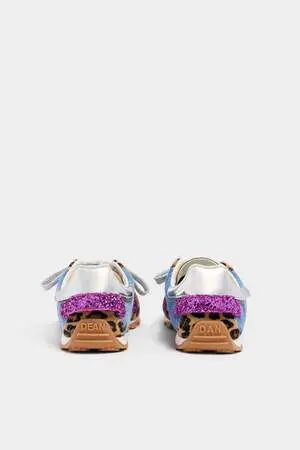 Dsquared2 Wild2" Print And Denim Lace-up Sneakers