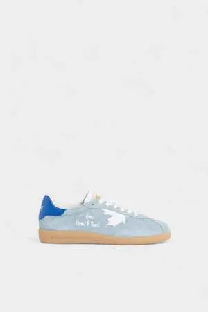 Dsquared2 Suede Sneakers With Maple Leaf Motif - Light Blue