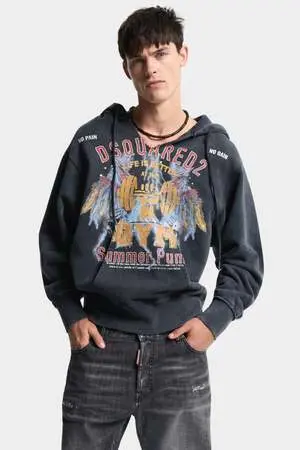 Dsquared2 Rock Wash Long & Lean Fit Hoodie - Grey