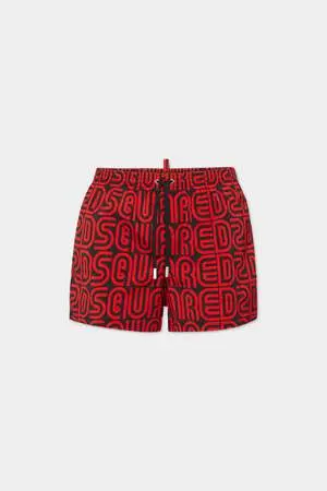 Dsquared2 Allover Logo Midi Swim Shorts - Black