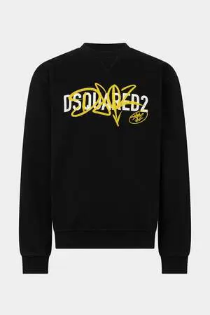 Dsquared2 Graffiti Cool Fit Crewneck Sweatshirt - Black