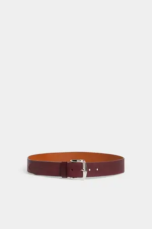 Dsquared2 Leather Belt With Squared Buckle - Brown