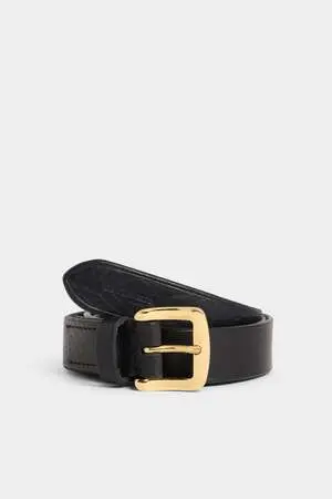 Dsquared2 Leather Belt With Vintage Effect Buckle - Black