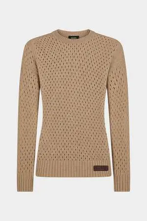 Dsquared2 Openwork Knit Alpaca Wool Crewneck Pullover - Black