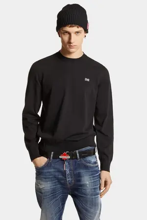 Dsquared2 Crewneck Pullover With Logo Patch - Black