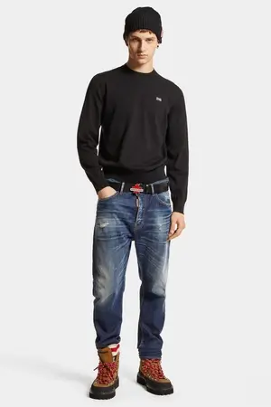 Dsquared2 Crewneck Pullover With Logo Patch - Black