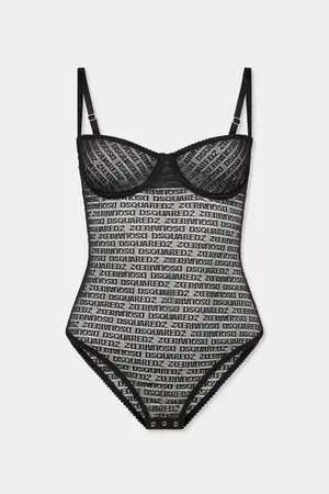 Dsquared2 Logo Sheer Bodysuit - Black