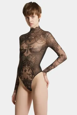 Dsquared2 Tattoo Print High-neck Bodysuit