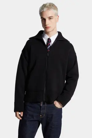 Dsquared2 Fake Stitch Zipped Cardigan - Black