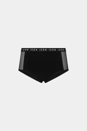 Dsquared2 Icon Culotte In Stretch Cotton Blend With Printed Logo - Black