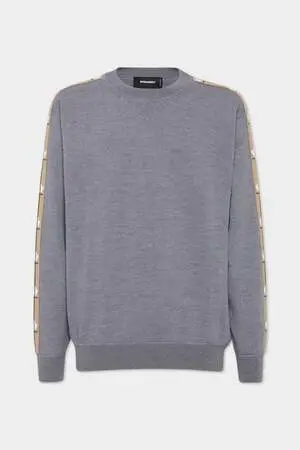 Dsquared2 Crewneck Sweater With Maple Leaf Taping