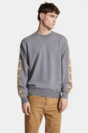 Dsquared2 Crewneck Sweater With Maple Leaf Taping