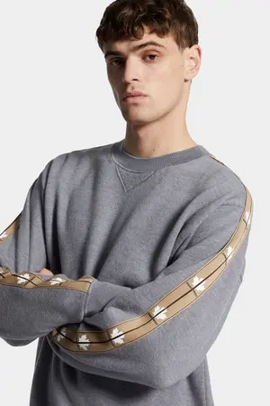 Dsquared2 Crewneck Sweater With Maple Leaf Taping