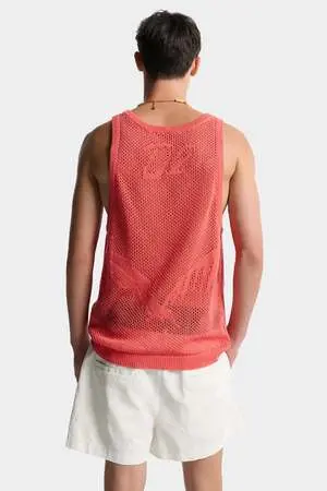 Dsquared2 Openwork Knit Tank Top With Palm Tree Motif