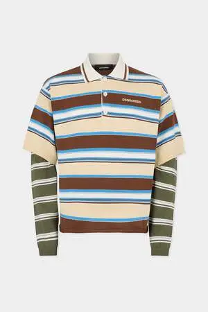 Dsquared2 Striped Long Sleeve Polo - Grey