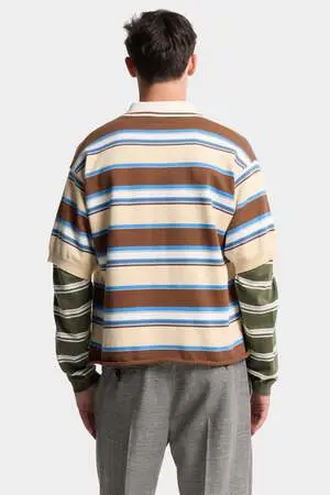 Dsquared2 Striped Long Sleeve Polo - Grey