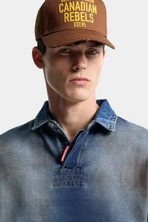 Dsquared2 Denim Effect Knit Long Sleeve Polo
