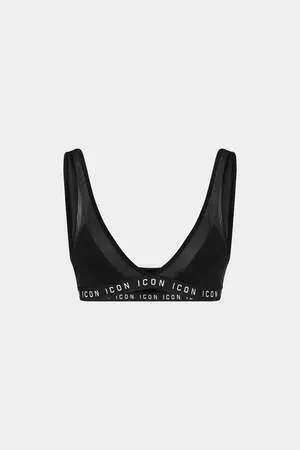 Dsquared2 Icon Triangle Bra With Sheer Inserts - Black