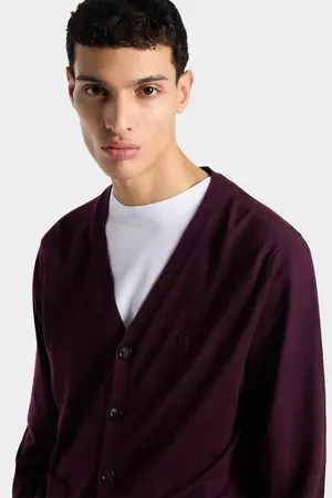 Dsquared2 V-neck Wool Cardigan - Bordeaux