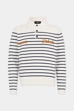 Dsquared2 Striped Long Sleeves Polo - Grey