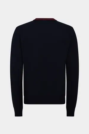 Dsquared2 Wool Pullover With Raw-edge Crew Neck And Patches - Black