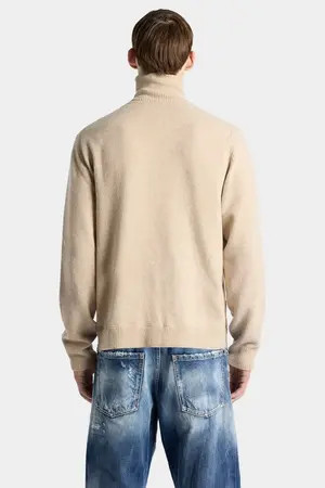 Dsquared2 Virgin Wool Turtleneck Pullover - Beige