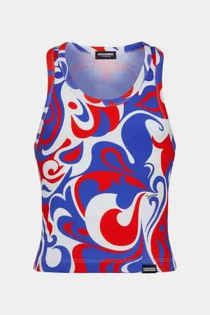 Dsquared2 All-over Print Stretch Cotton Tank Top - Fantasy