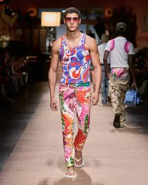 Dsquared2 All-over Print Stretch Cotton Tank Top - Fantasy