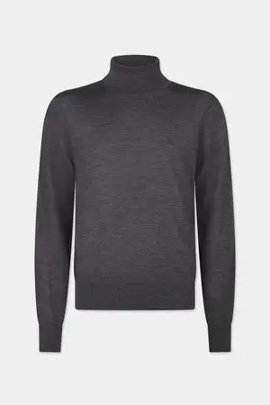 Dsquared2 Wool Turtleneck Pullover With Embroidered Logo - Grey