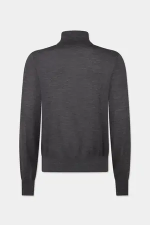 Dsquared2 Wool Turtleneck Pullover With Embroidered Logo - Grey