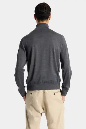 Dsquared2 Wool Turtleneck Pullover With Embroidered Logo - Grey