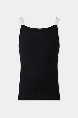 Dsquared2 Magliano X Ribbed Tank Top With Logo Detail - Black