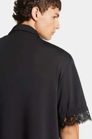 Dsquared2 Short Sleeve Button-up Shirt With Lace Trim