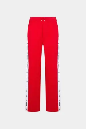 Dsquared2 Cotton Fleece Trousers With Side Button Detail - Red